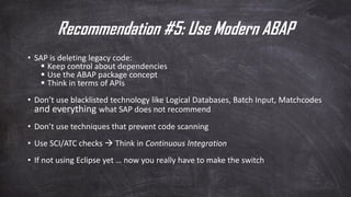 ABAP Development in time of S/4 - Do's and Don'ts and Golden Rules for Simplification | PDF ...