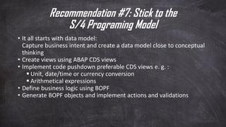 ABAP Development in time of S/4 - Do's and Don'ts and Golden Rules for Simplification | PDF ...