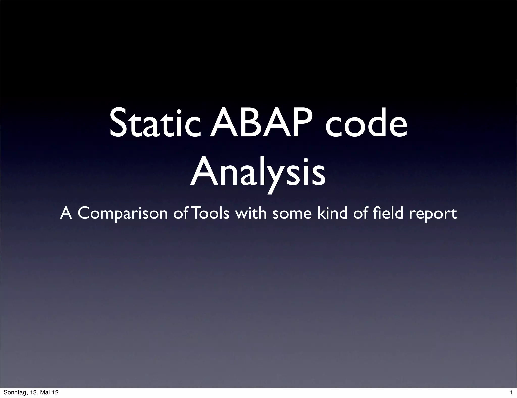 static ABAP code analyzers | PDF | Computer Software and Applications | Computing