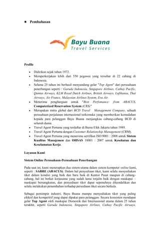 Pengembangan Sistem Informasi Pada PT. Bayu Buana Travel Services Tbk ...