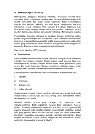 IMPLEMENTASI APLIKASI SISTEM PENGAMBILAN KEPUTUSAN | PDF