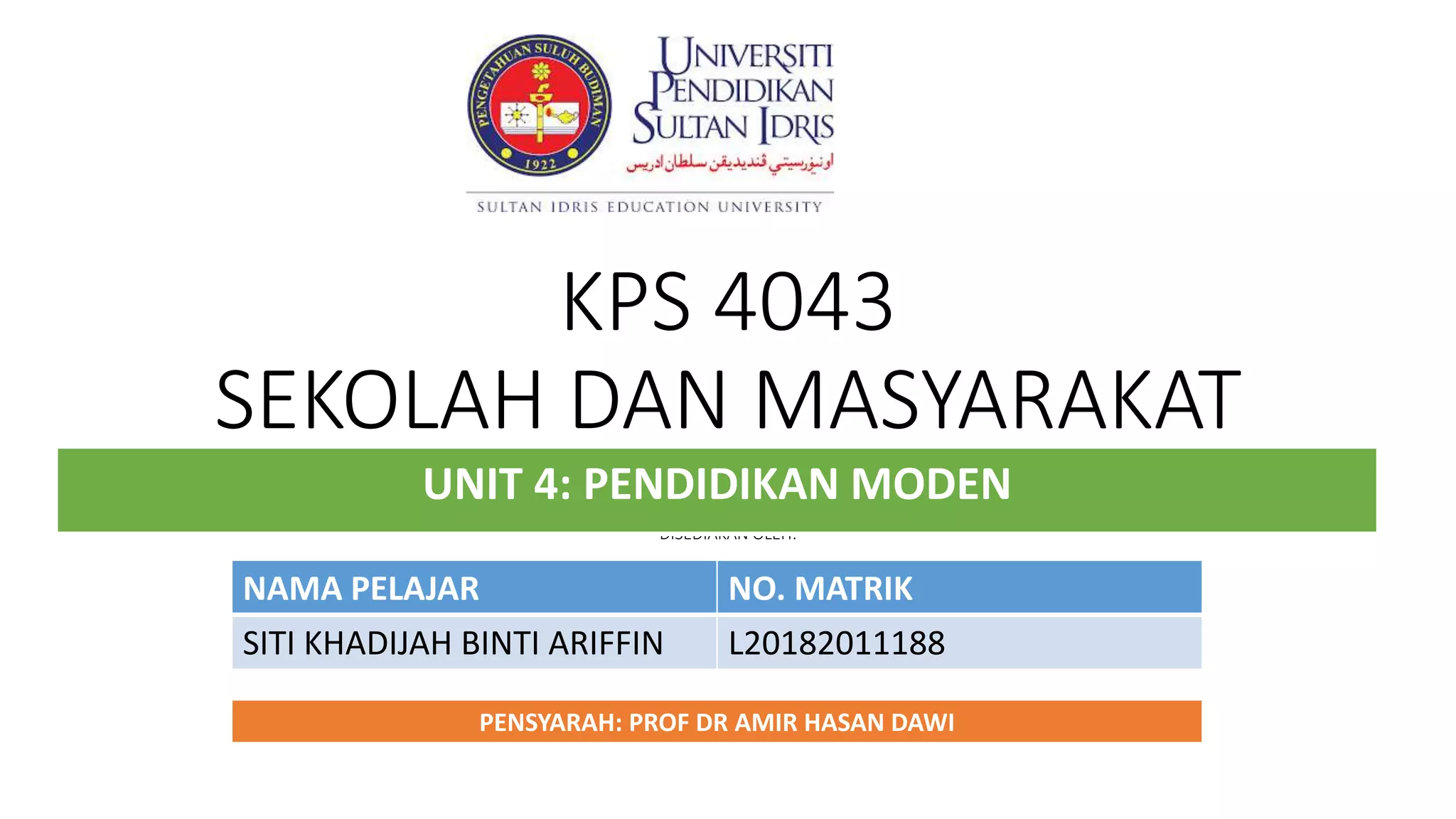 PENDIDIKAN MODEN | PPT