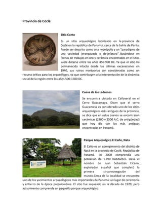 Sitios Arqueológicos De Panamá | DOCX