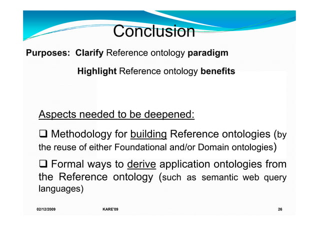 Reference Ontology Presentation | PPTX | Databases | Computer Software and Applications