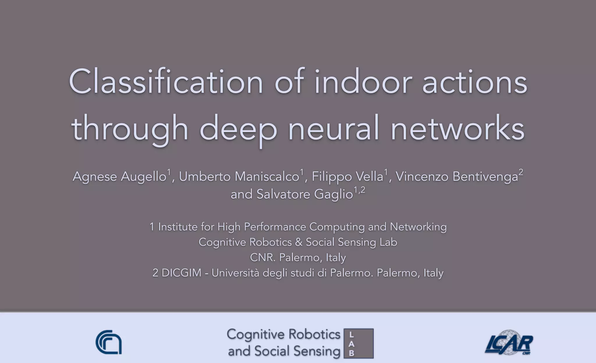 Classification of indoor actions through deep neural networks | PPT