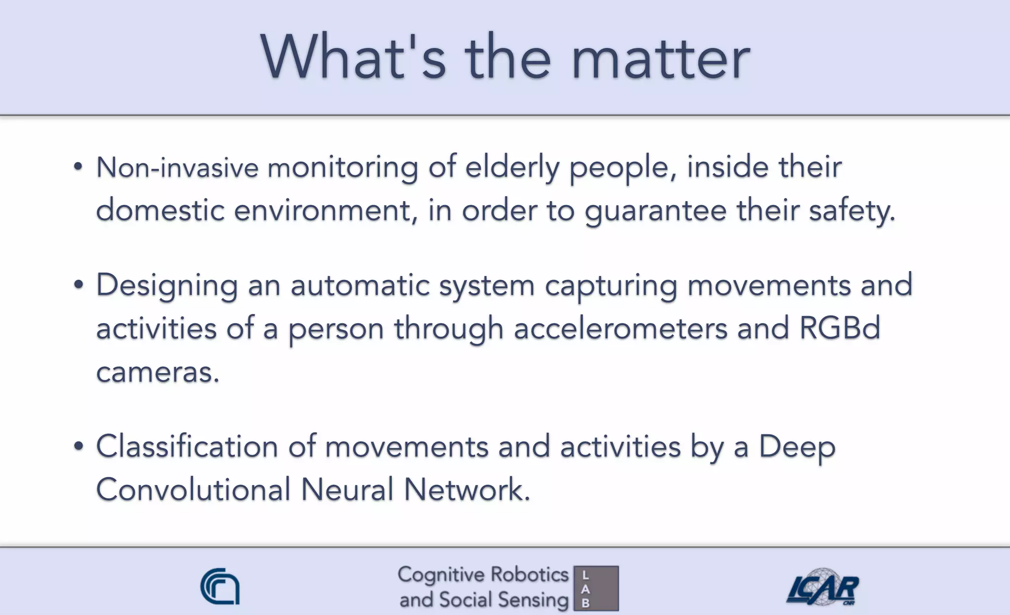 Classification of indoor actions through deep neural networks | PPT