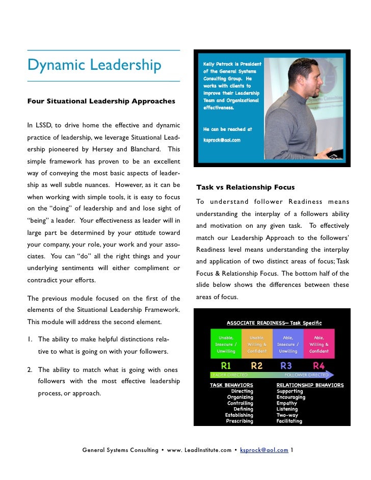 2. Situational Leader Approaches; LSSD Module 2.2