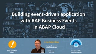 Building event-driven application with RAP Business Events in ABAP ...