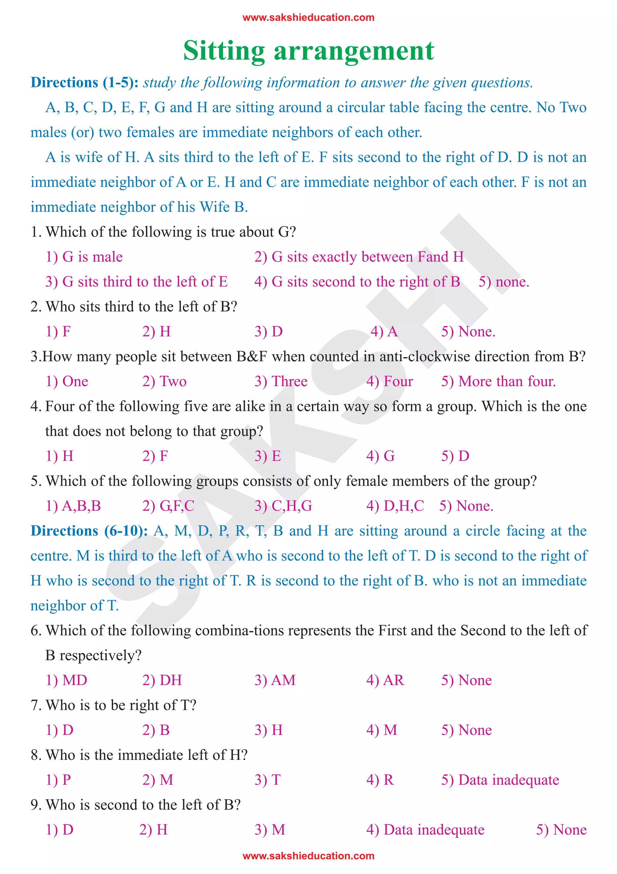 Sitting arangements | PDF