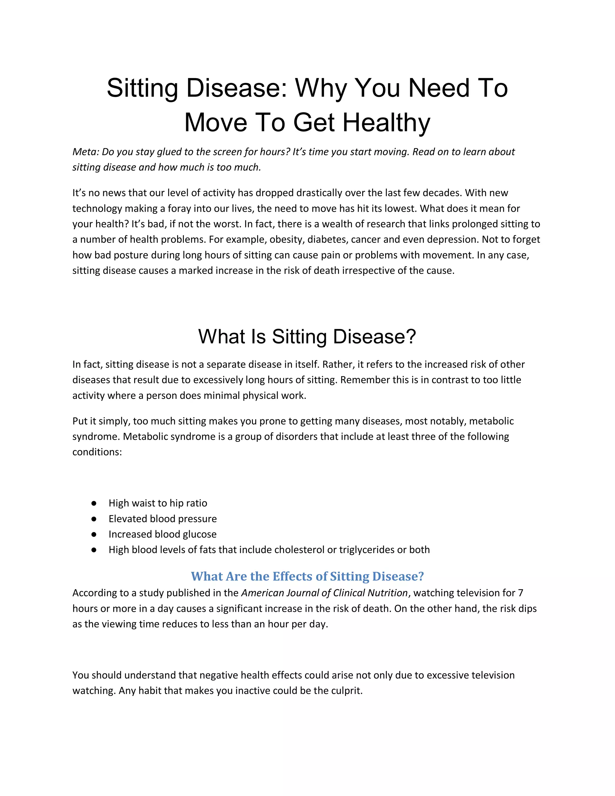 Sitting disease | PDF