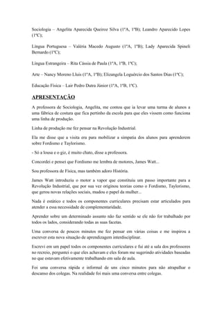Situação de aprendizagem interdisciplinar | DOC