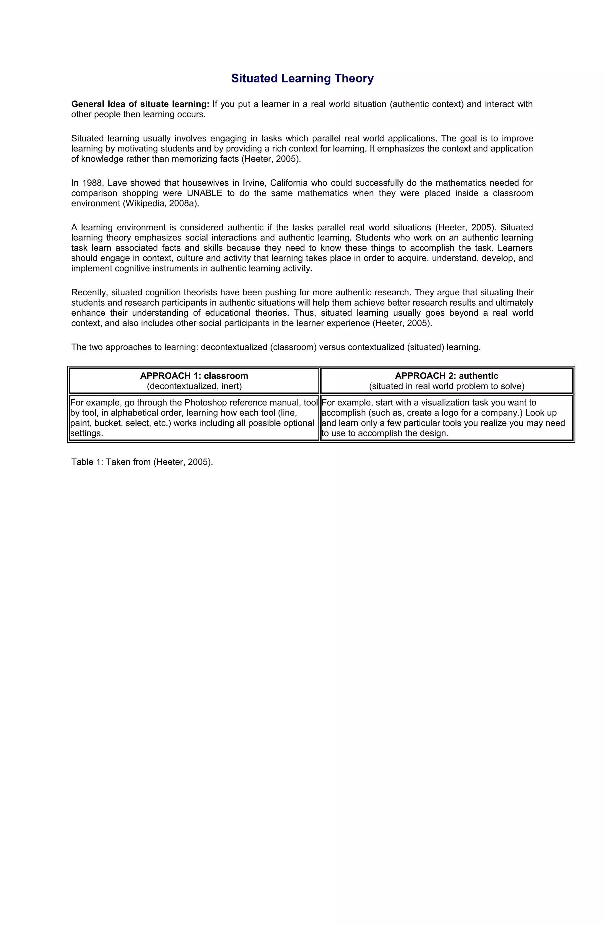 Situated learning theory | DOC