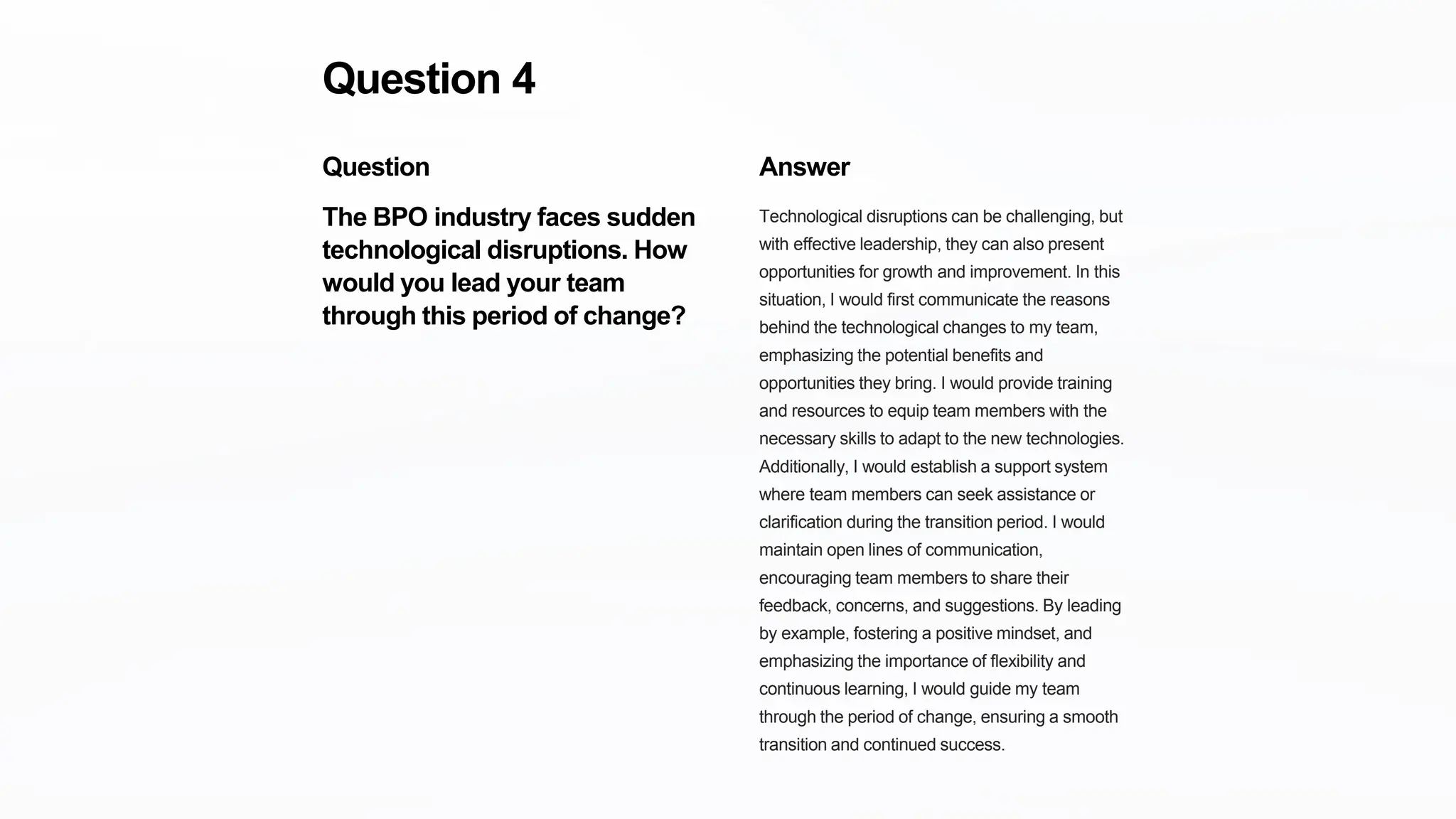 Situational Questions for Team Leader Interviews in BPO with Sample ...