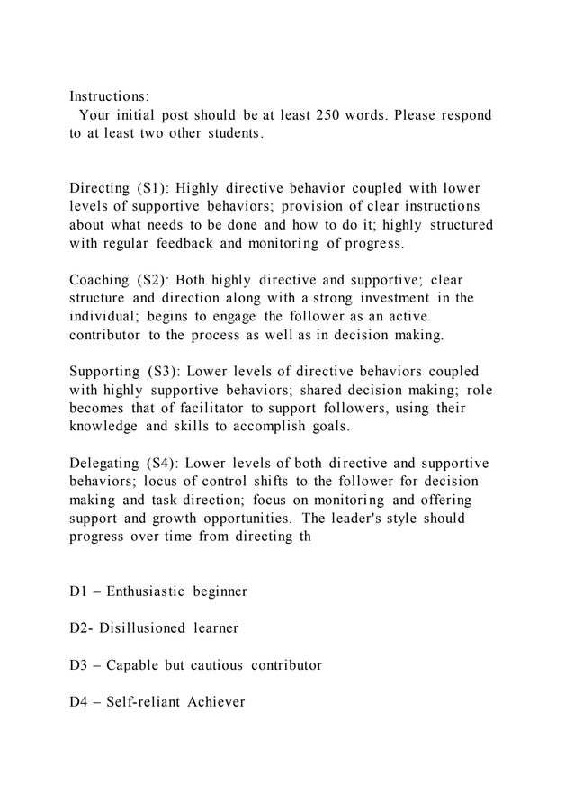 Situational Leadership II (SLII) is the most comprehensive, up-t | DOCX