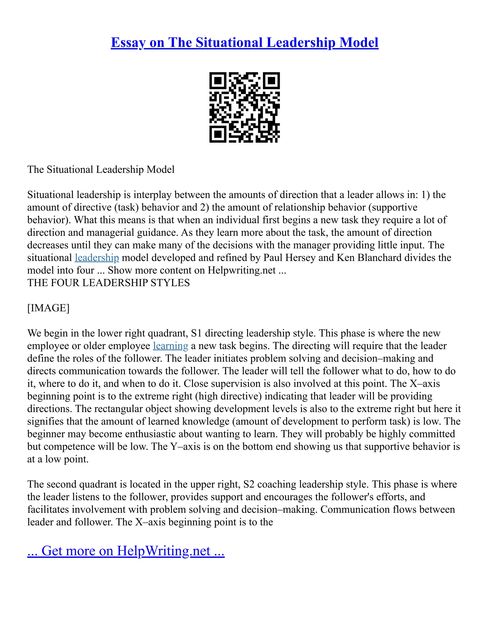 Situational Theory And Situational Leadership | PDF