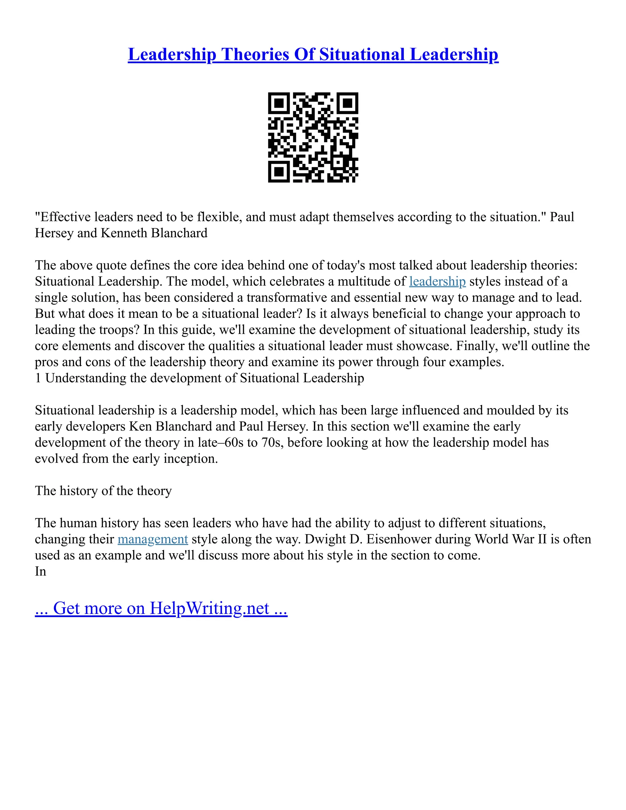 Situational Theory And Situational Leadership | PDF