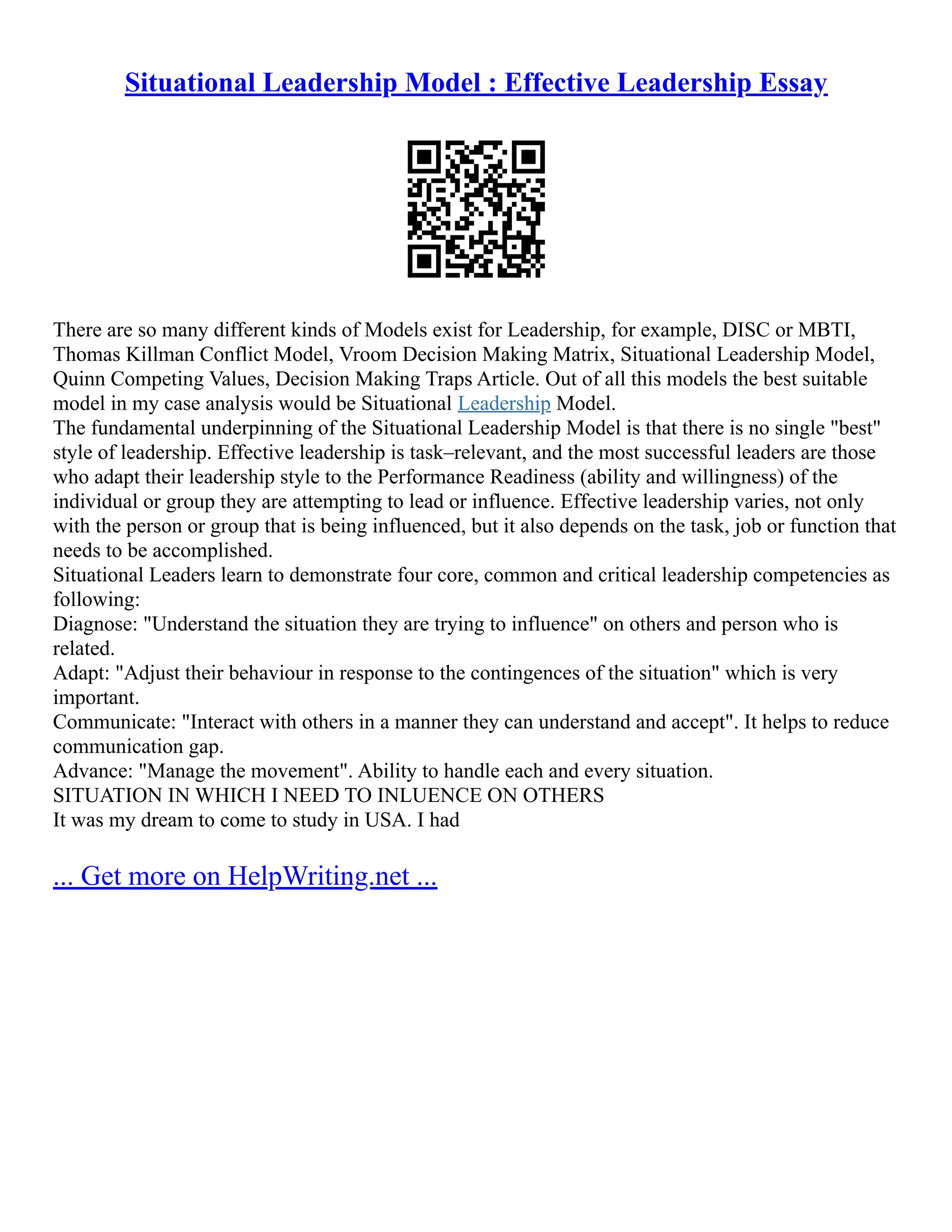 Situational Theory And Situational Leadership | PDF