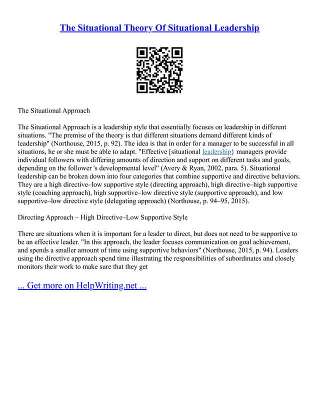 Situational Theory And Situational Leadership | PDF