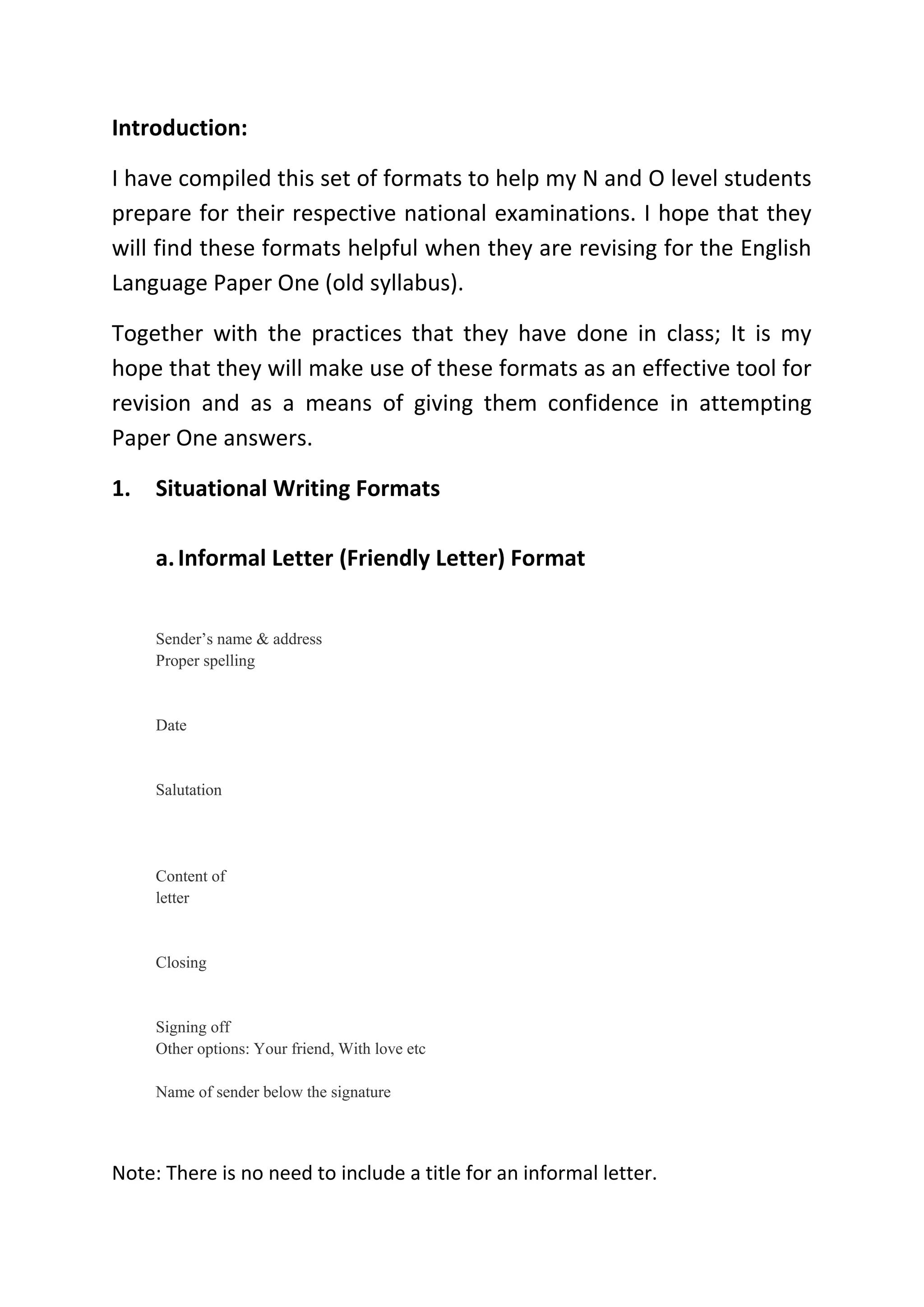Situational writing formats guidenotes(n lvl) | DOCX