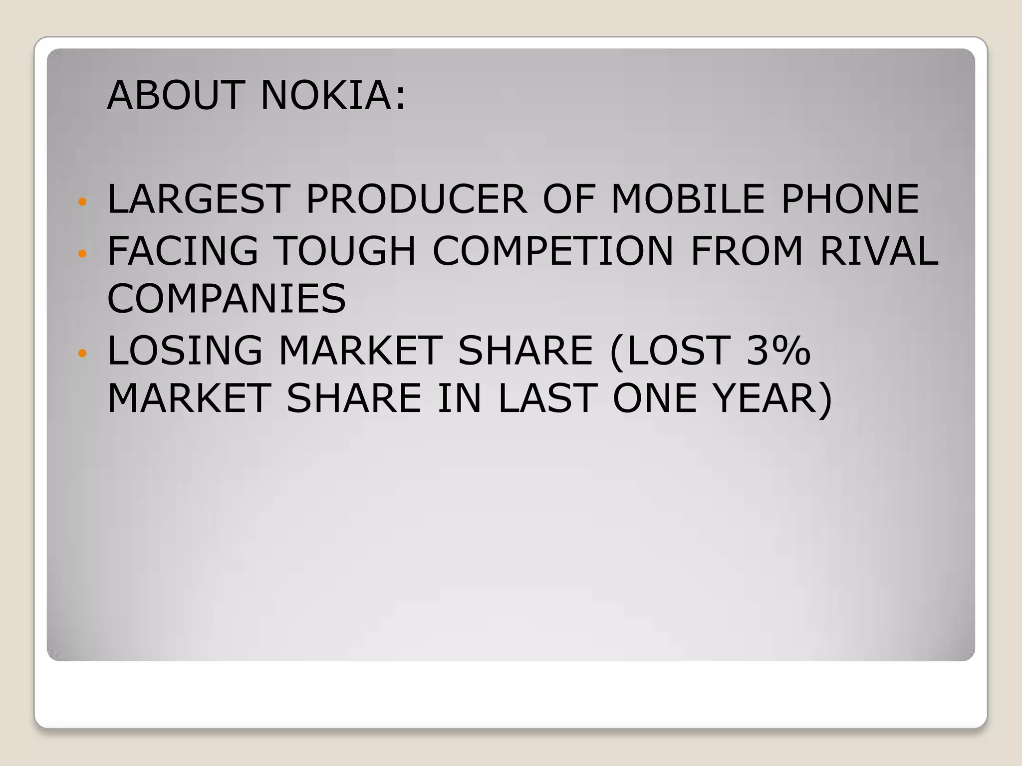 Situation analysis of nokia | PPTX