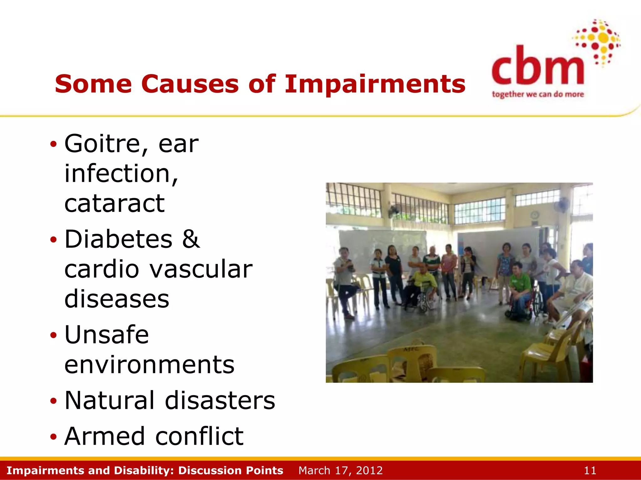 Impairments and Disability: Points for Discussion | PPTX