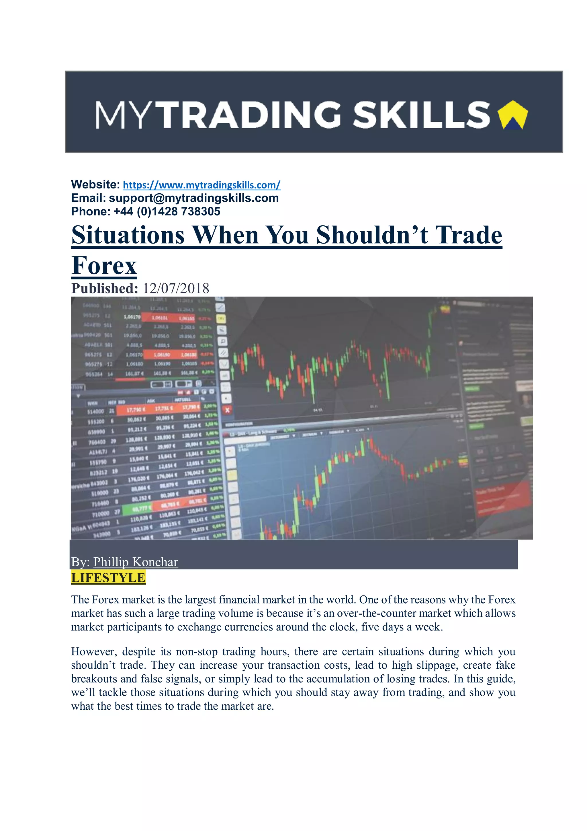 Situations When you Shouldn't Trade Forex | PDF