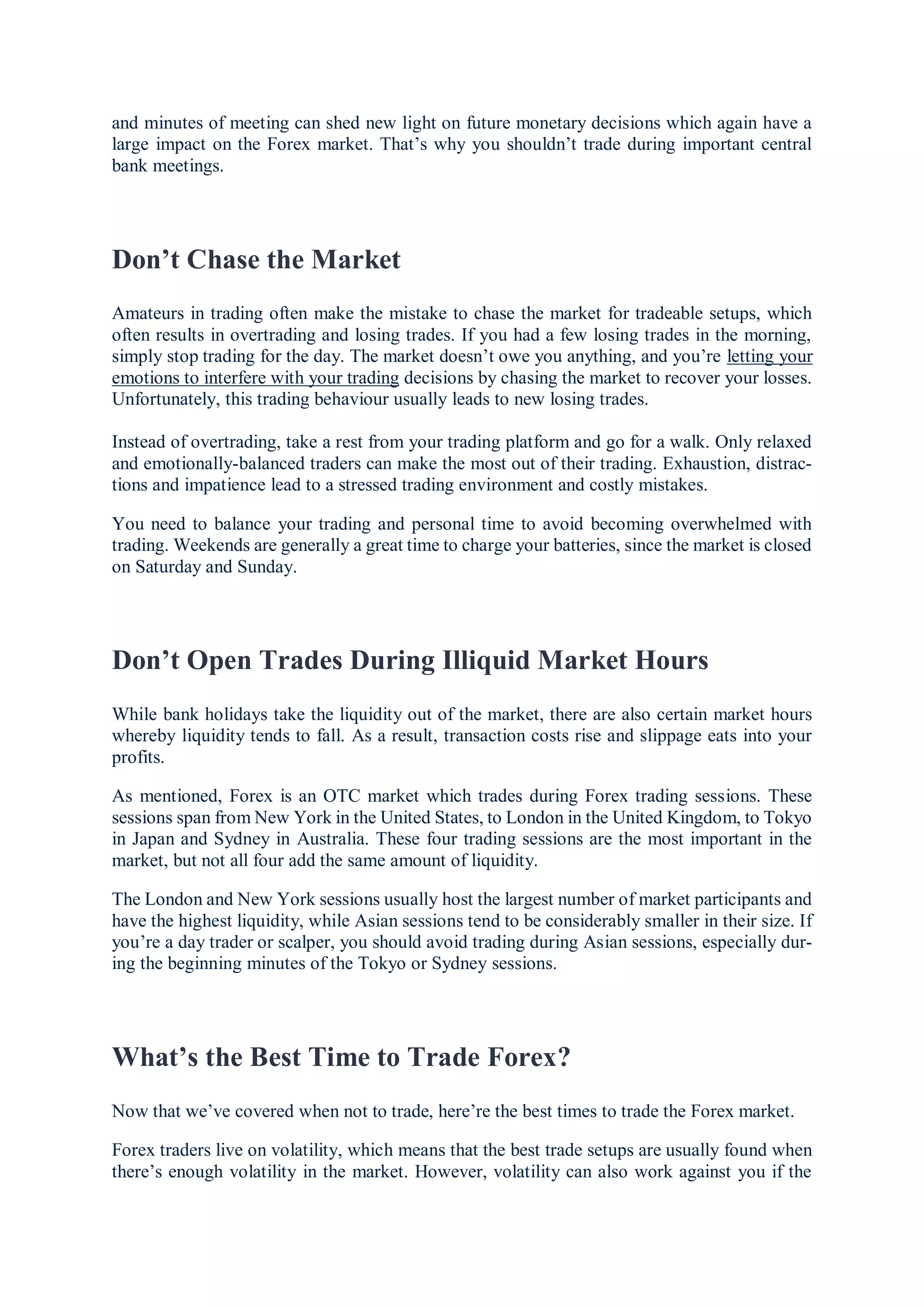Situations When you Shouldn't Trade Forex | PDF