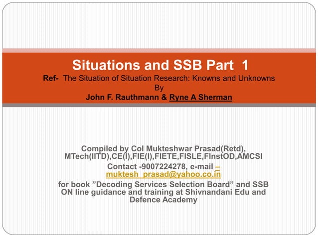 Situations And SSB.pptx | Biological Sciences | Science