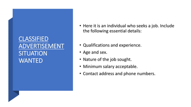 Situation wanted class 12 | PPT