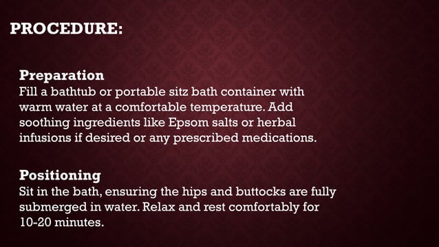 Sitz Bath procedure | PPTX