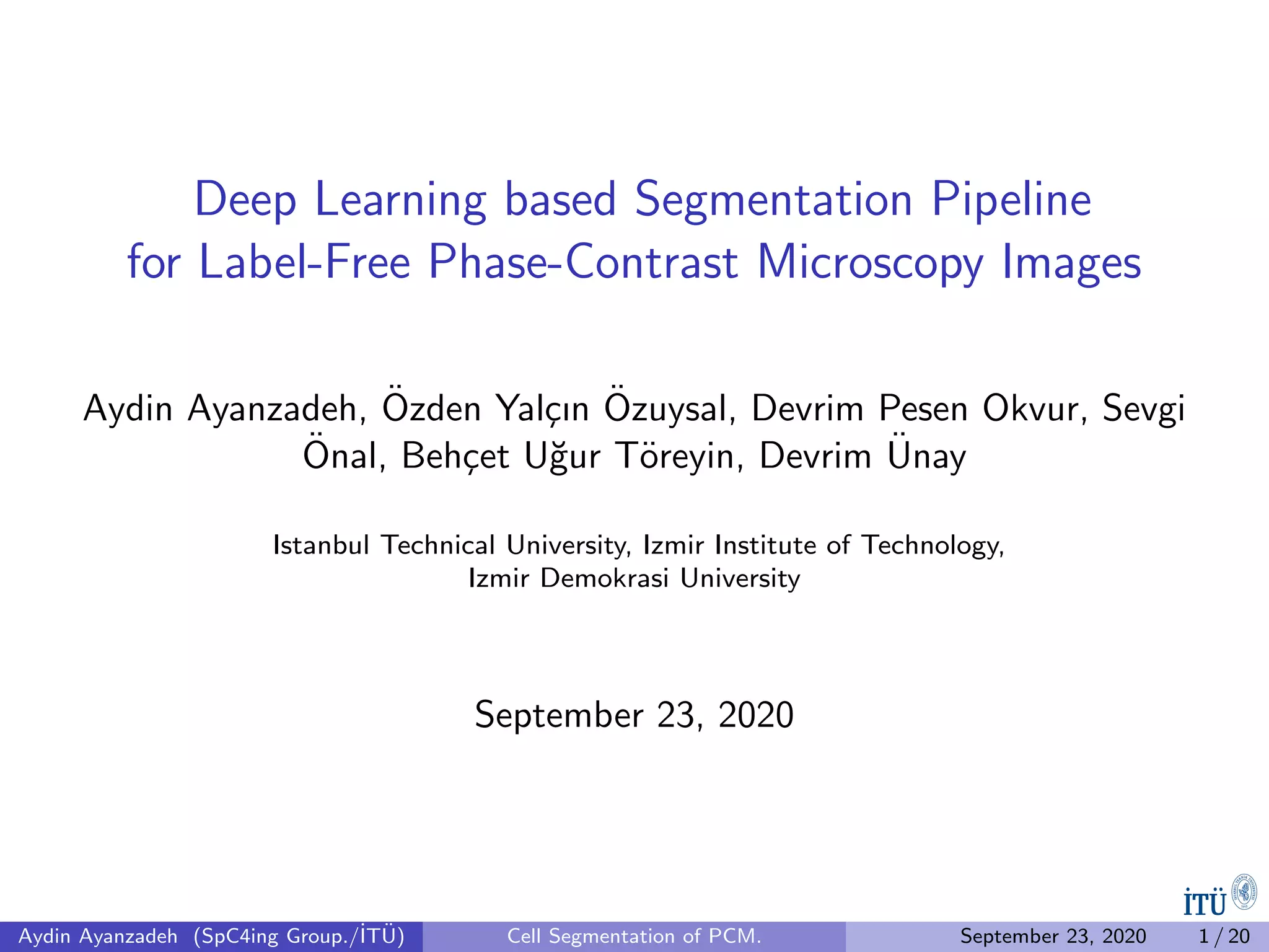 Deep Learning Based Segmentation Pipeline For Label Free Phase Contrast Microscopy Images Ppt 8853
