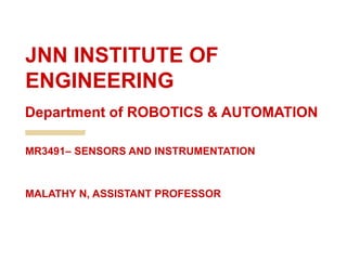 INTRODUCTION TO SENSOR AND INSTRUMENTATION.pptx | Physics | Science