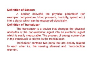 INTRODUCTION TO SENSOR AND INSTRUMENTATION.pptx | Physics | Science