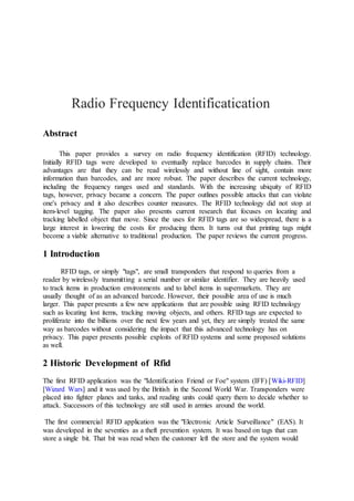 Abstract Radio Frequency Identificatication | PDF