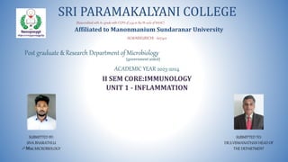 Siva Bharathi.U I MSc Microbiology SPKC (1).pptx | Infectious Diseases | Diseases and Conditions