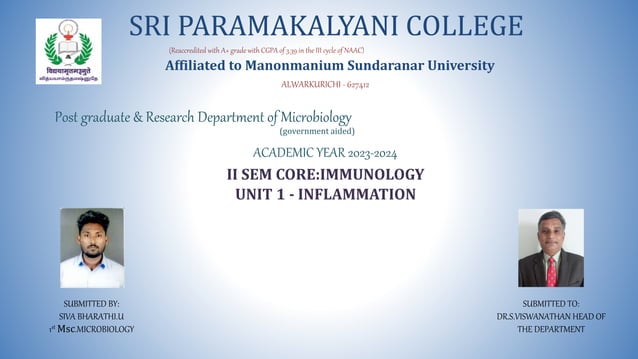 Siva Bharathi.U I MSc Microbiology SPKC (1).pptx | Infectious Diseases ...