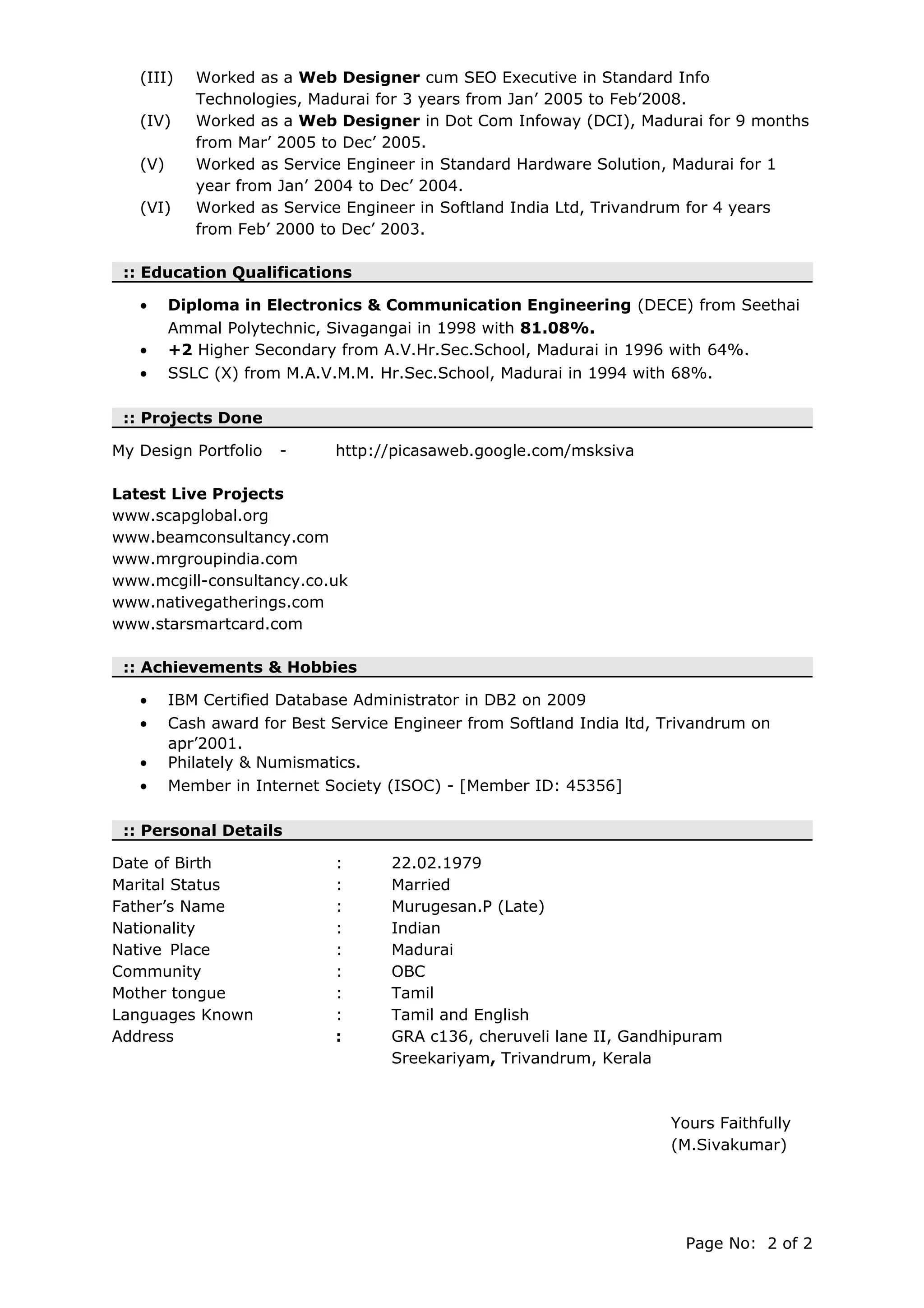 Sivakumar resume | DOC