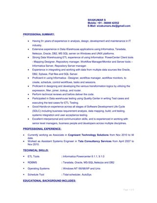 Informatica,Teradata,Oracle,SQL | DOC | Databases | Computer Software and Applications