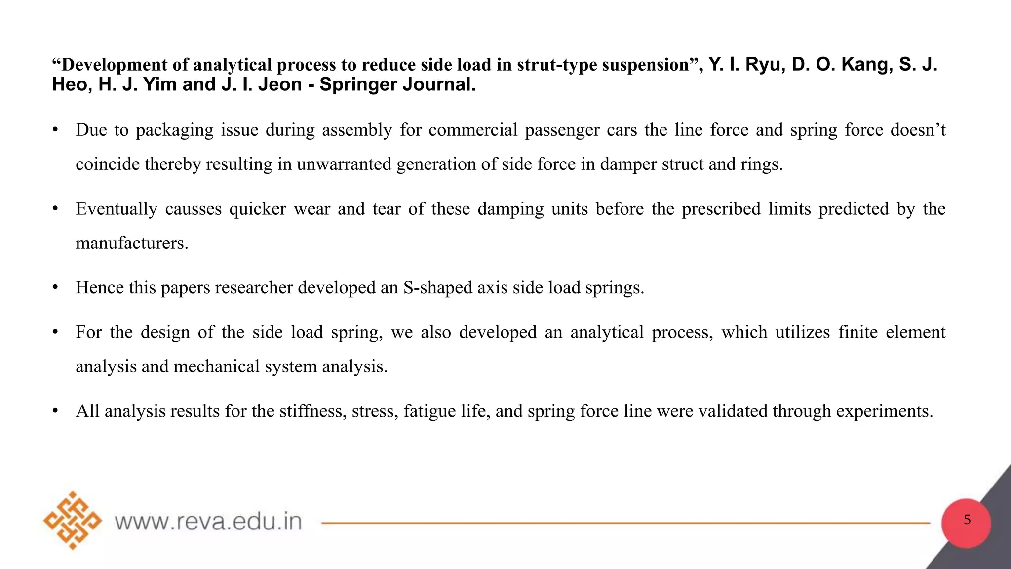 DESIGN AND ANALYSIS OF SIDE FORCE SPRING IN MCPHERSON STRUT | PPTX