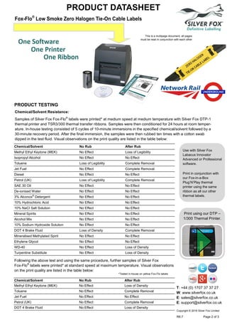 Siver Fox Fox-Flo LSOH Tie-On Cable Labels | PDF | Chemistry | Science