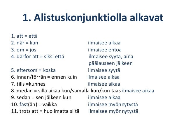Sivulauseen sanajärjestys, ruotsin kieli