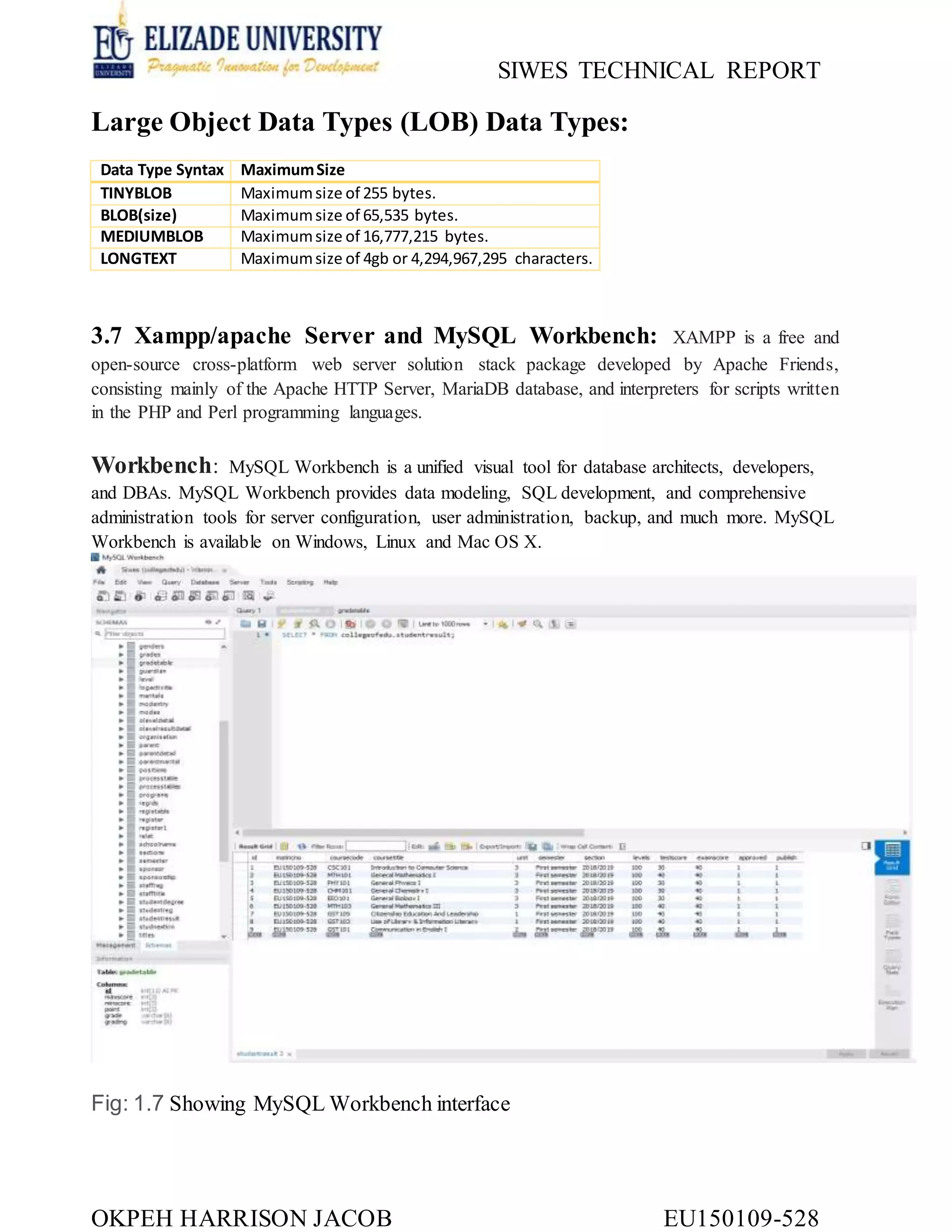 Student Industrial Workshop Experience Scheme (SIWES) Report | DOCX