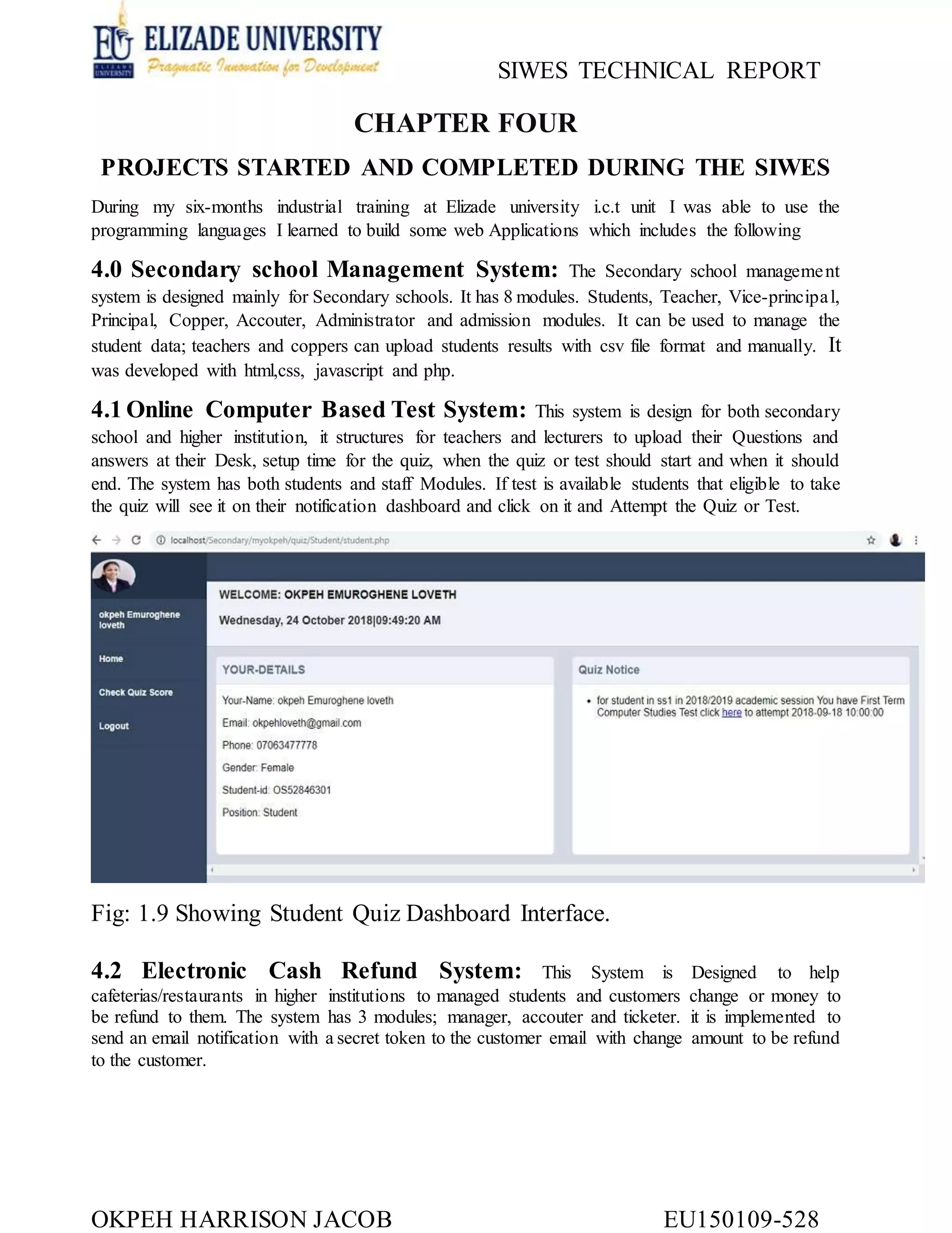 Student Industrial Workshop Experience Scheme (SIWES) Report | DOCX