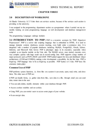 Student Industrial Workshop Experience Scheme (SIWES) Report | DOCX