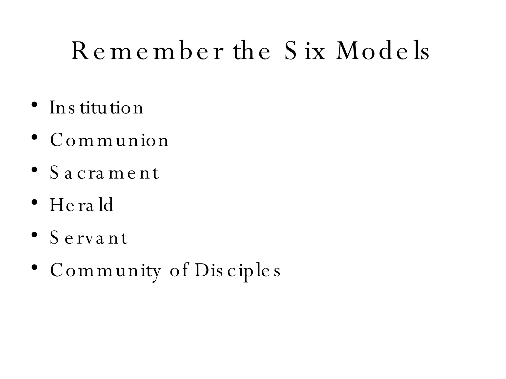 Six Models Of Church | PPT