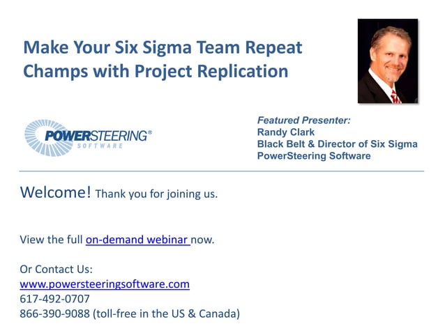 Six Sigma Project Replication Webinar Slides | PPT