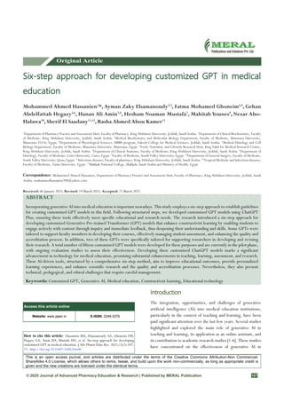 Six-step approach for developing customized GPT in medical education | PDF