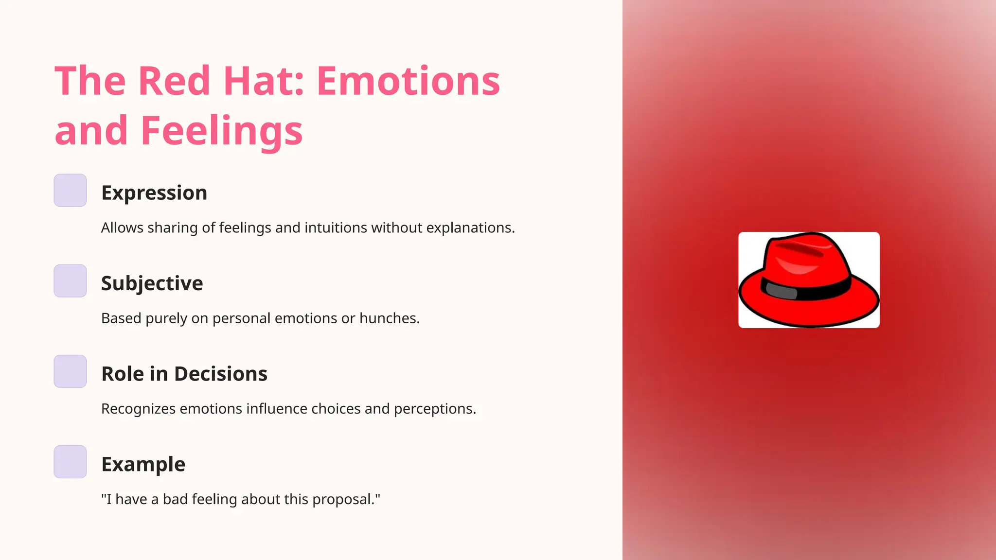 Presentation sobre Six-Thinking-Hats | PPT