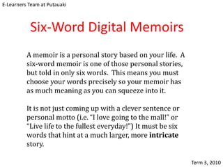 Six Word Digital Memoirs | PDF