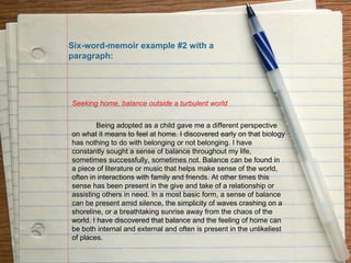 Six-Word Memoir Assignment | PPT